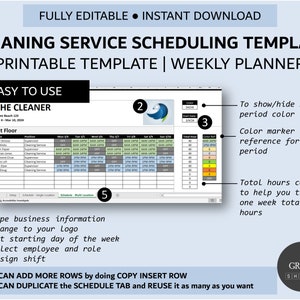Cleaning Service Scheduling Template | Multi Roles-location-shift ...