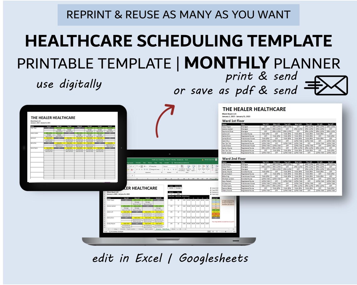 Healthcare Scheduling Template | Multi Roles-location-shift Period ...