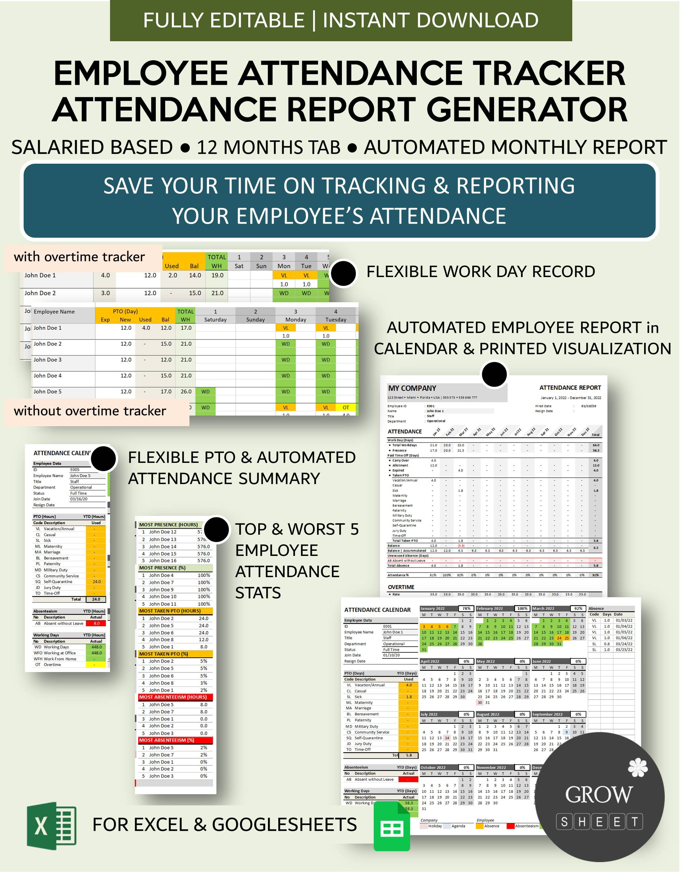 Employee Attendance Tracker and Report Generator | Monthly Leave ...