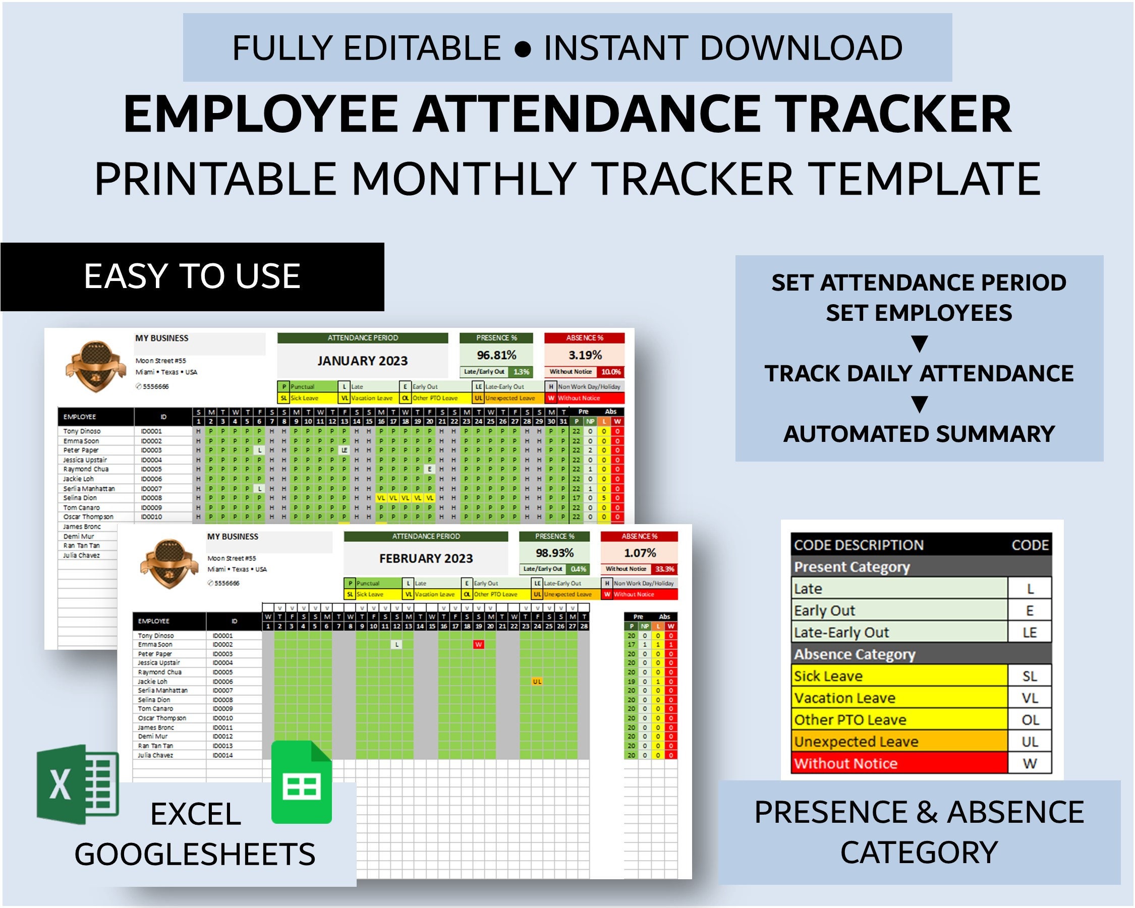 Employee Attendance Tracker | Daily Attendance Record | Start From Any ...