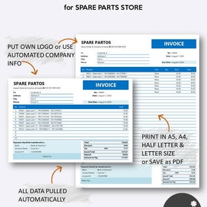 Invoice Generator for Spare Parts Business | Excel Invoice Template for ...