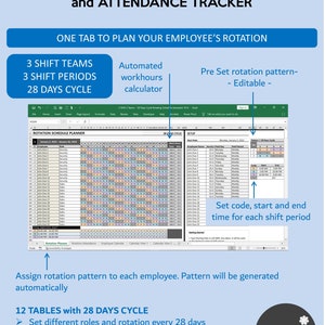 Work Rotating Generator Template and Attendance Tracker | Automated ...