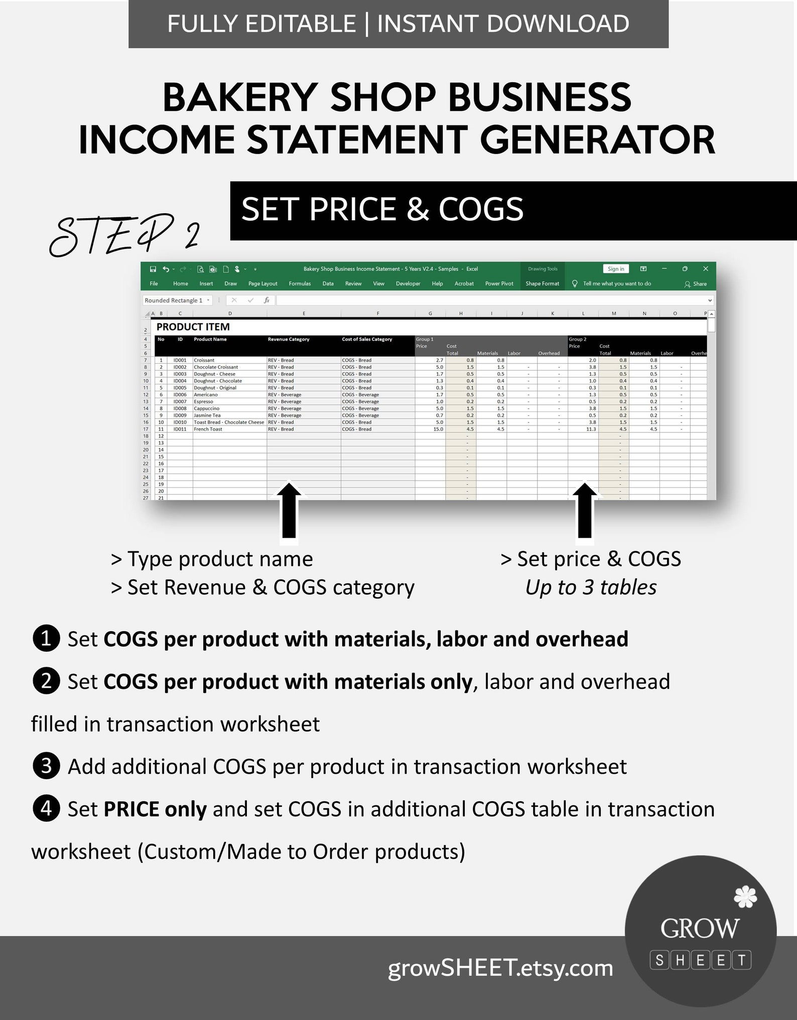 Bakery Shop Business Income Statement Generator | Automated Profit ...