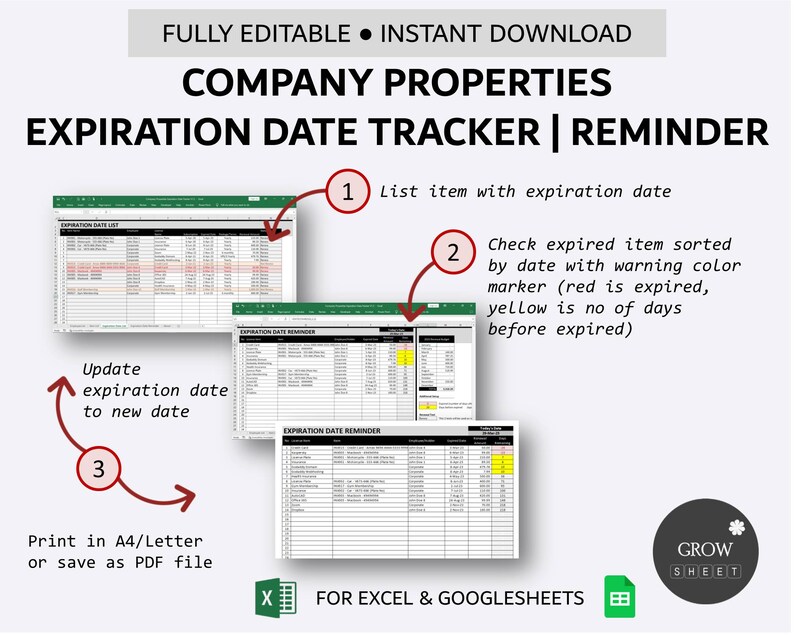 Company Property Expiry Date Tracker | Simple Company Inventory ...