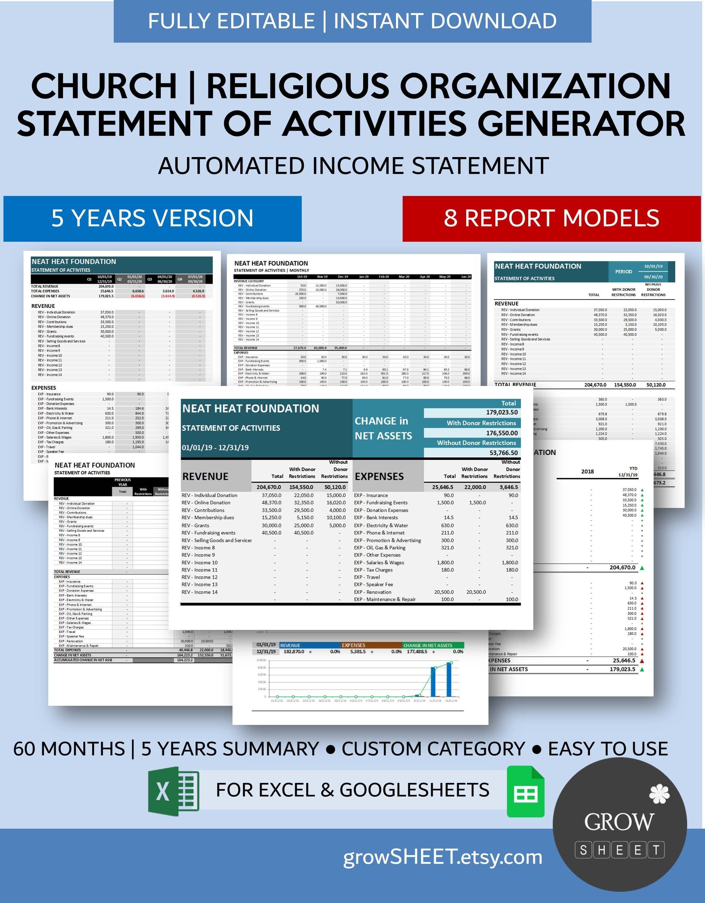 Church Income Statement Generator | Religious Organization Statement of ...