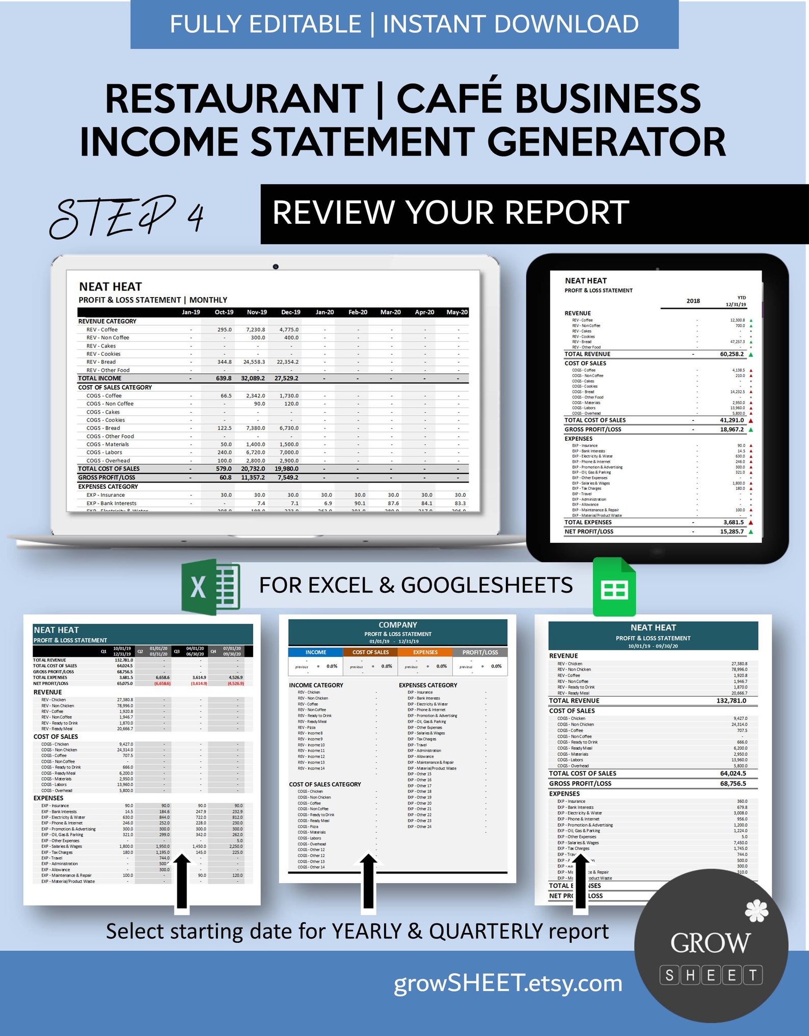 Restaurant Business Income Statement Generator | Automated Profit ...