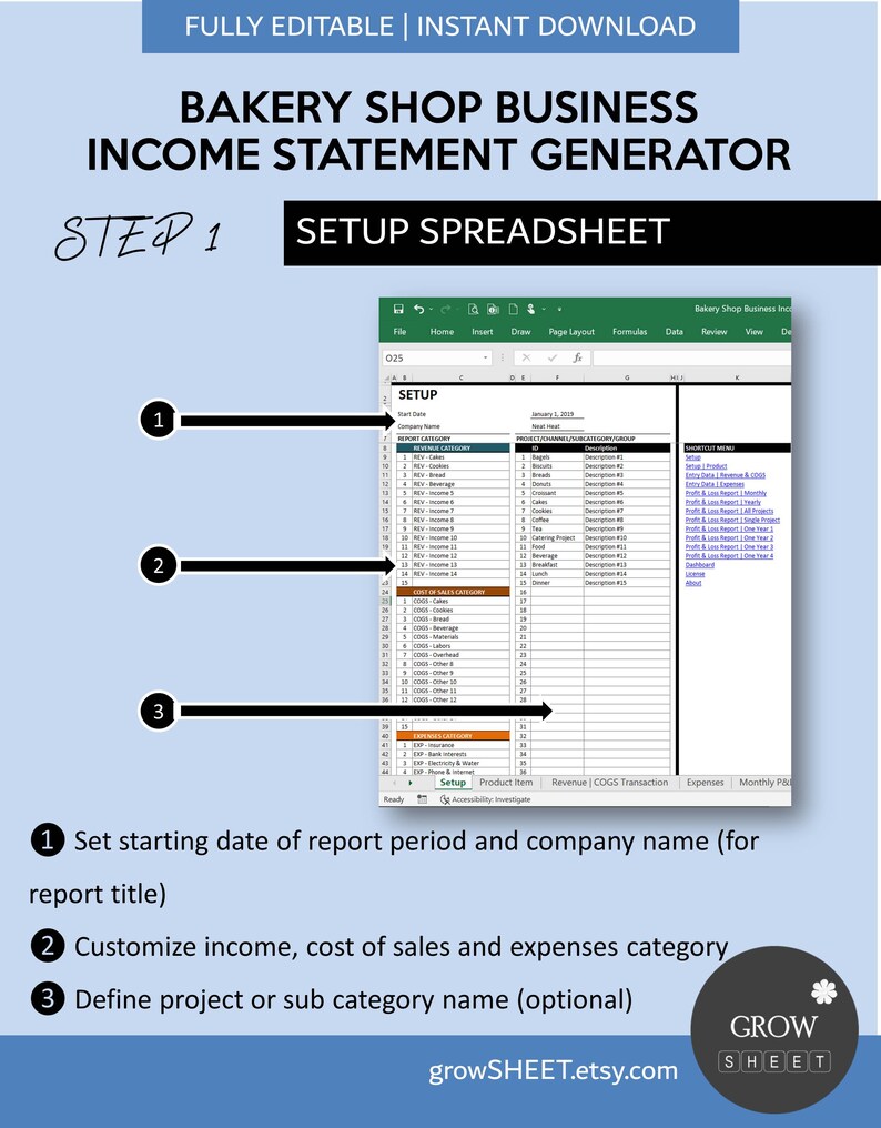 Bakery Shop Business Income Statement Generator Automated Profit & Loss ...
