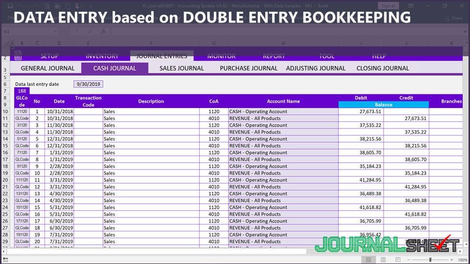 Excel Accounting Template for Manufacturing Business | Accounting ...