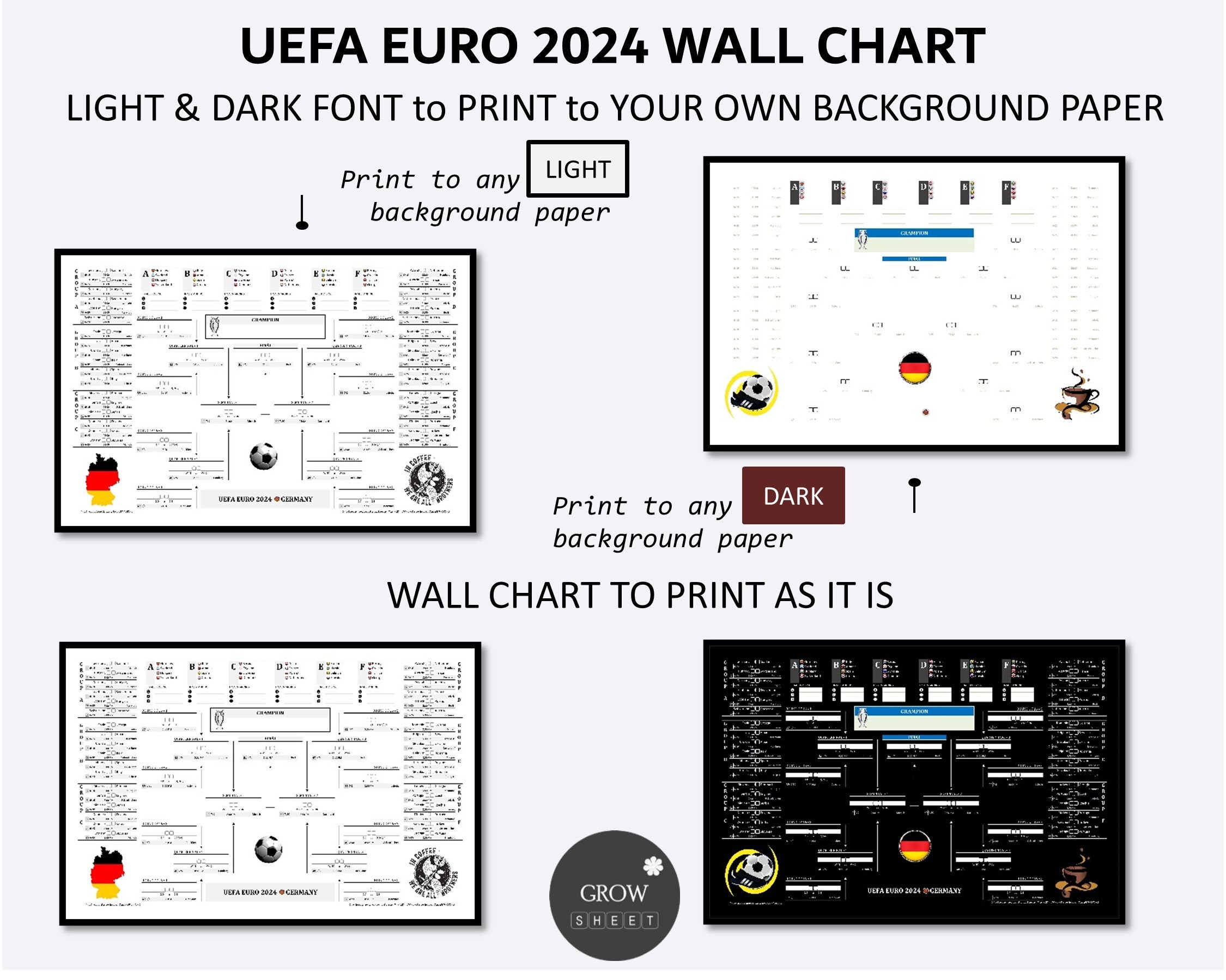 Printable Euro 2024 Wall Chart Minimalist Print to Your Own Paper ...