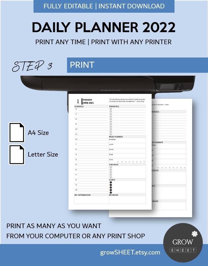Daily Planner 2024 - 2025 - 2026 and Beyond | Daily Planner Printable ...