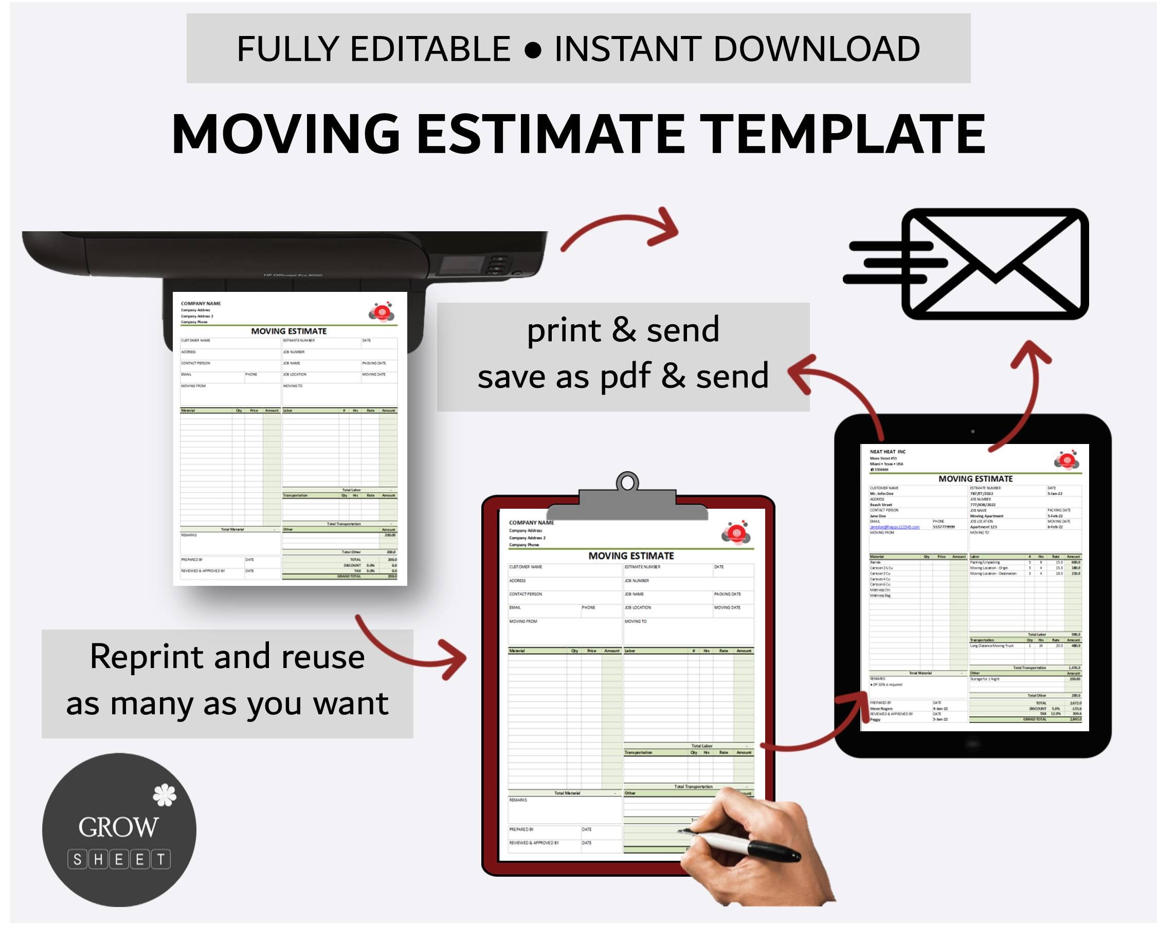 Printable Moving Estimate Template for Excel and Google Sheets | Home ...