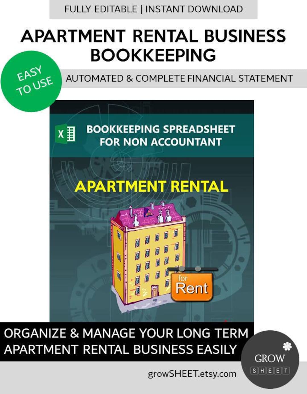 Rental Apartment Business Bookkeeping Template | Apartment Business ...