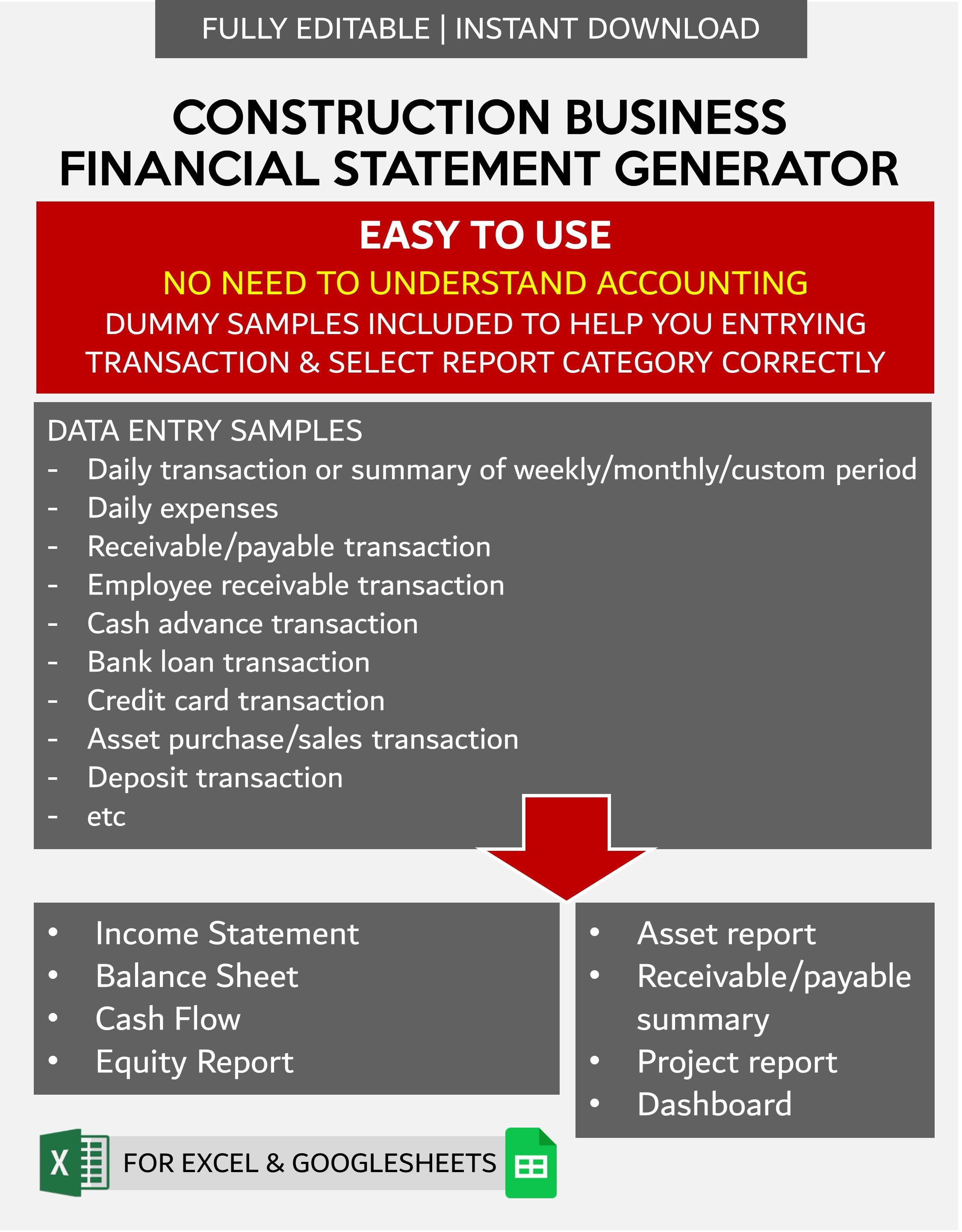 Construction Project Financial Statement Generator | Automated Income ...