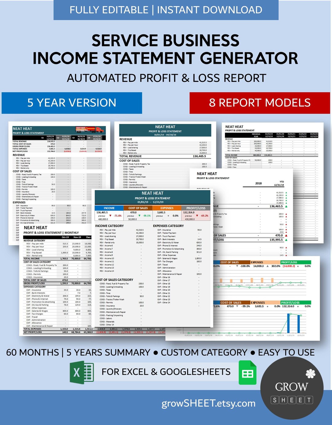 Service Business Income Statement Generator | Automated Profit & Loss ...