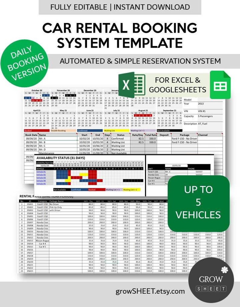 Car Rental Daily Booking Template | Auto Rental Reservation Template ...