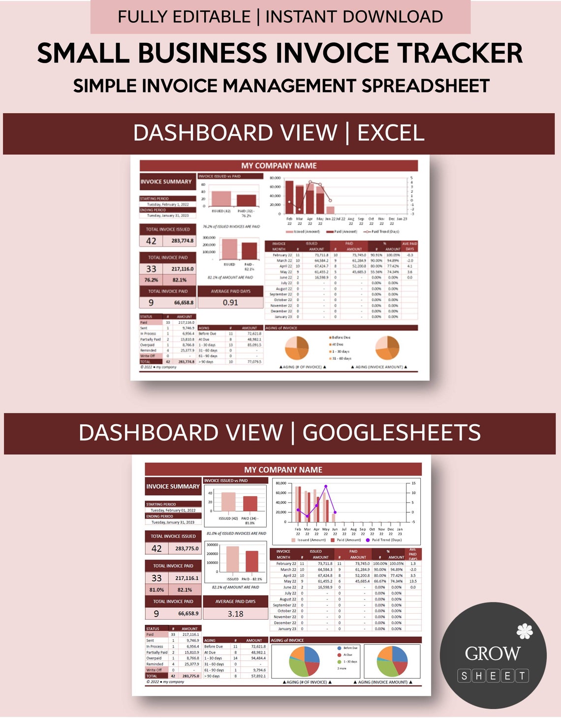Invoice Tracker Spreadsheet | Small Business Invoice Management ...