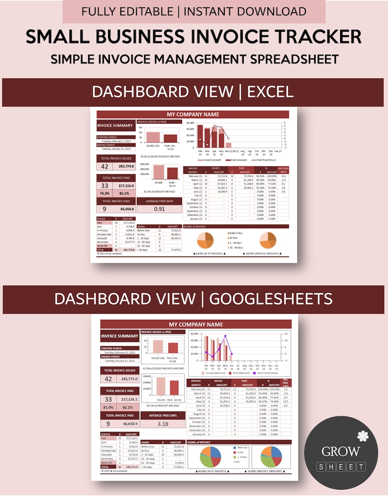Invoice Tracker Spreadsheet | Small Business Invoice Management ...