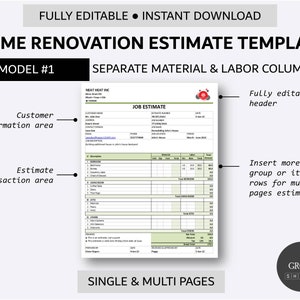 Printable Home Renovation Template for Excel and Google Sheets ...