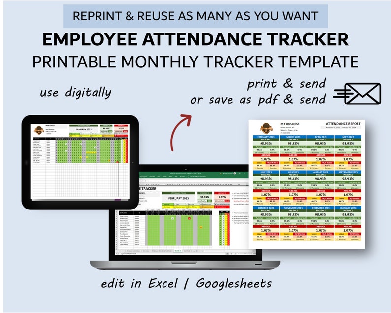 Employee Attendance Tracker Daily Attendance Record Start From Any ...