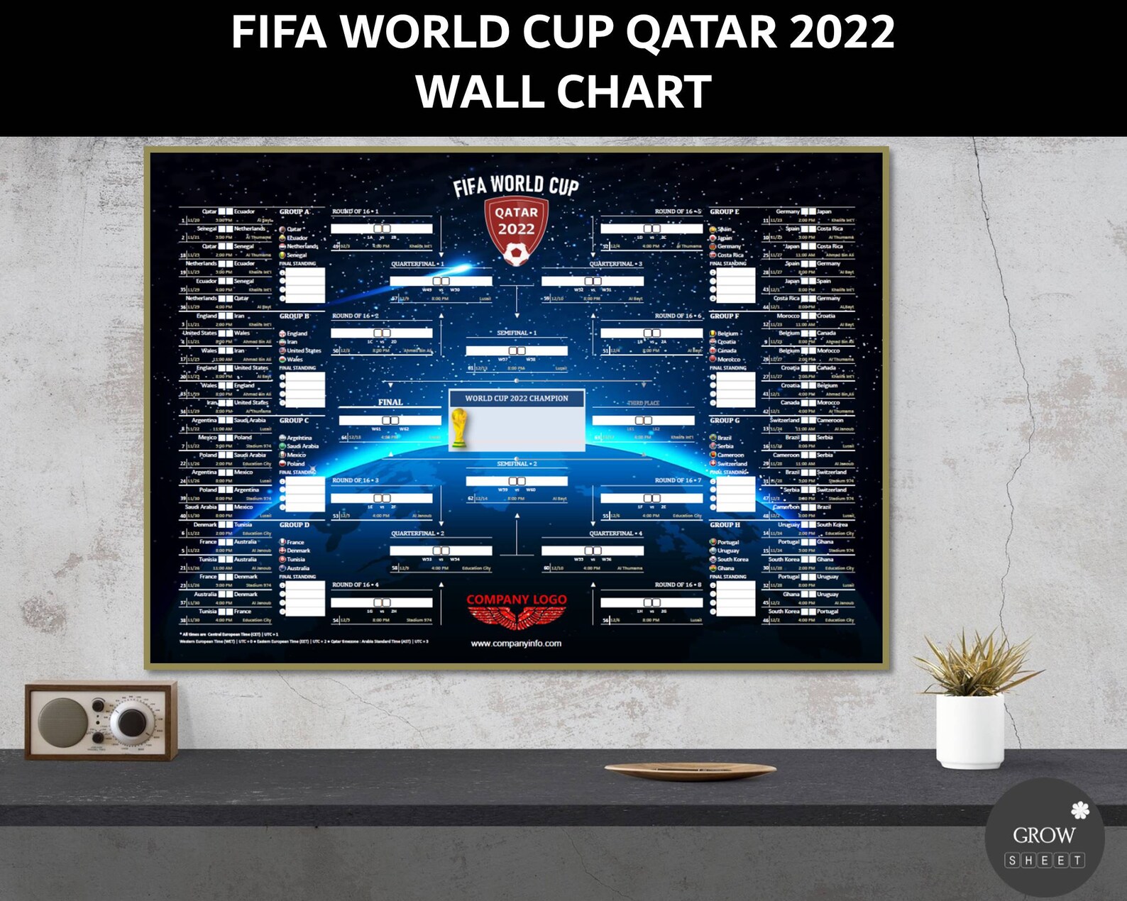 Printable World Cup Qatar 2022 Wall Chart Poster Central Etsy Uk - Free ...