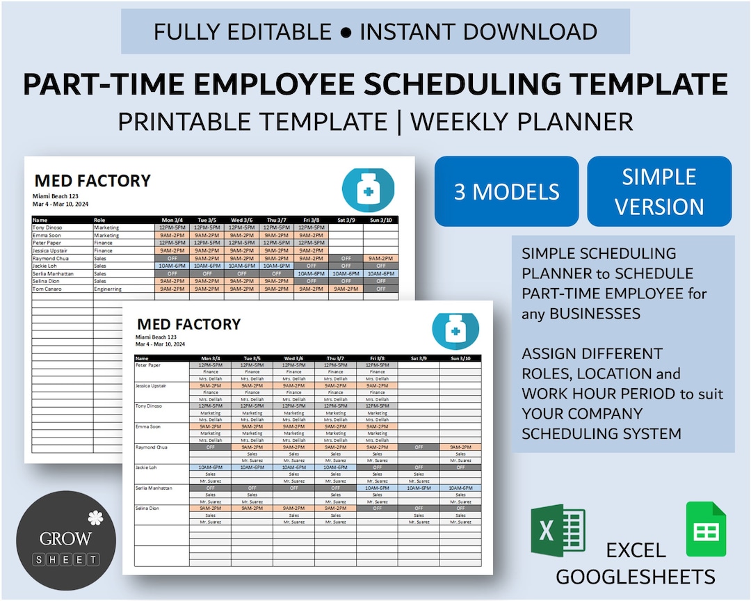 Part-time Employee Scheduling Template for Excel and Google Sheets ...