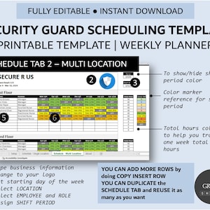 Security Guard Scheduling Template | Multi Roles-location-shift Period ...
