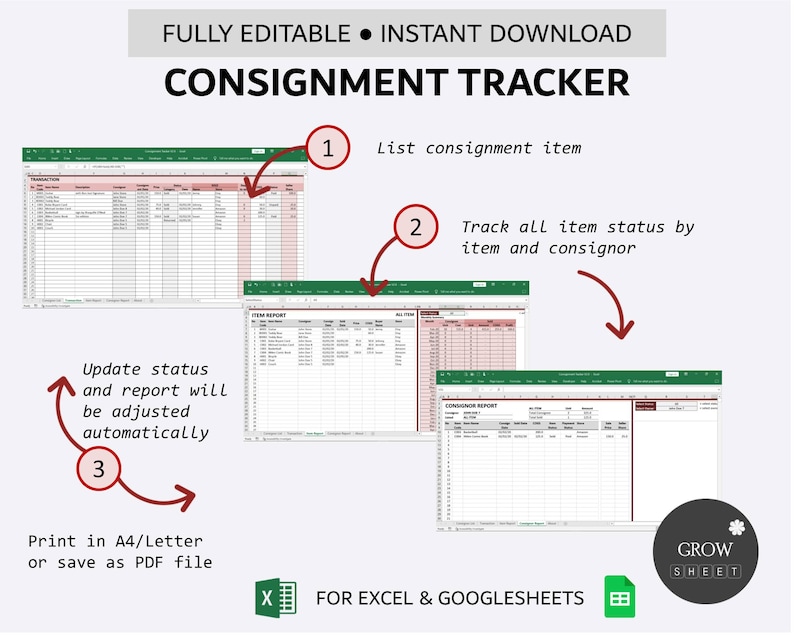 Consignment Tracker | Simple Store Inventory Database | Etsy ...