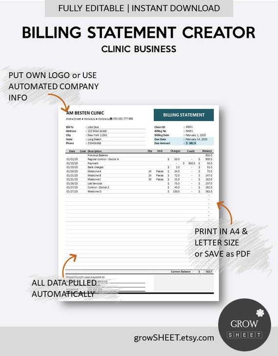Excel Billing Statement Templates Microsoft Word Excel Templates