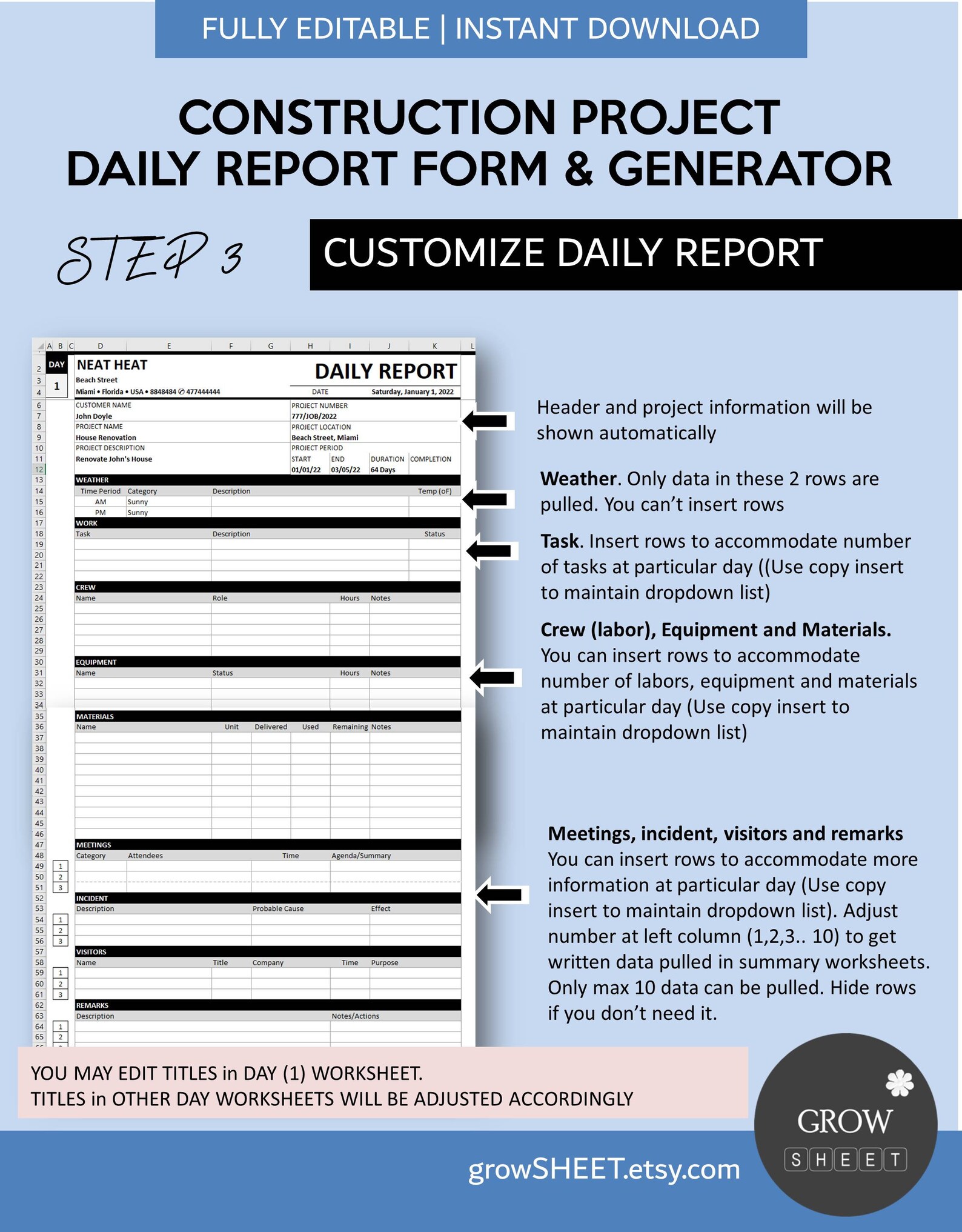 Construction Project Daily Report Generator With Database | Home ...