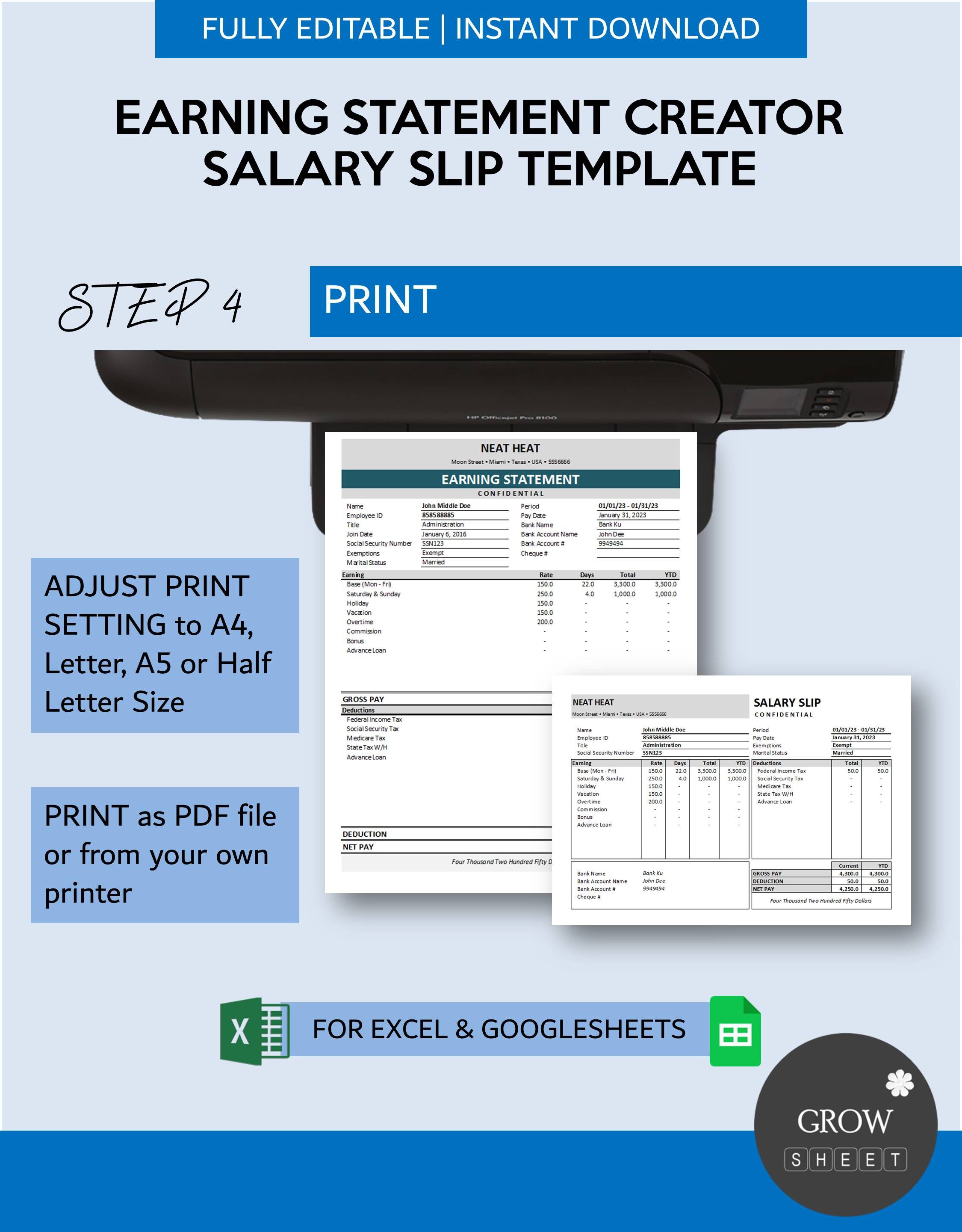 Salary Slip Generator Pay Slip Creator With Daily Employee - Etsy