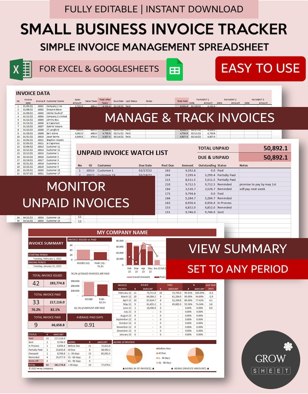 Invoice Tracker Spreadsheet | Small Business Invoice Management ...