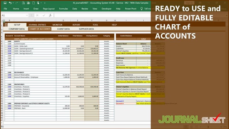 Excel Accounting Template for Service Business | Automatic Accounting ...