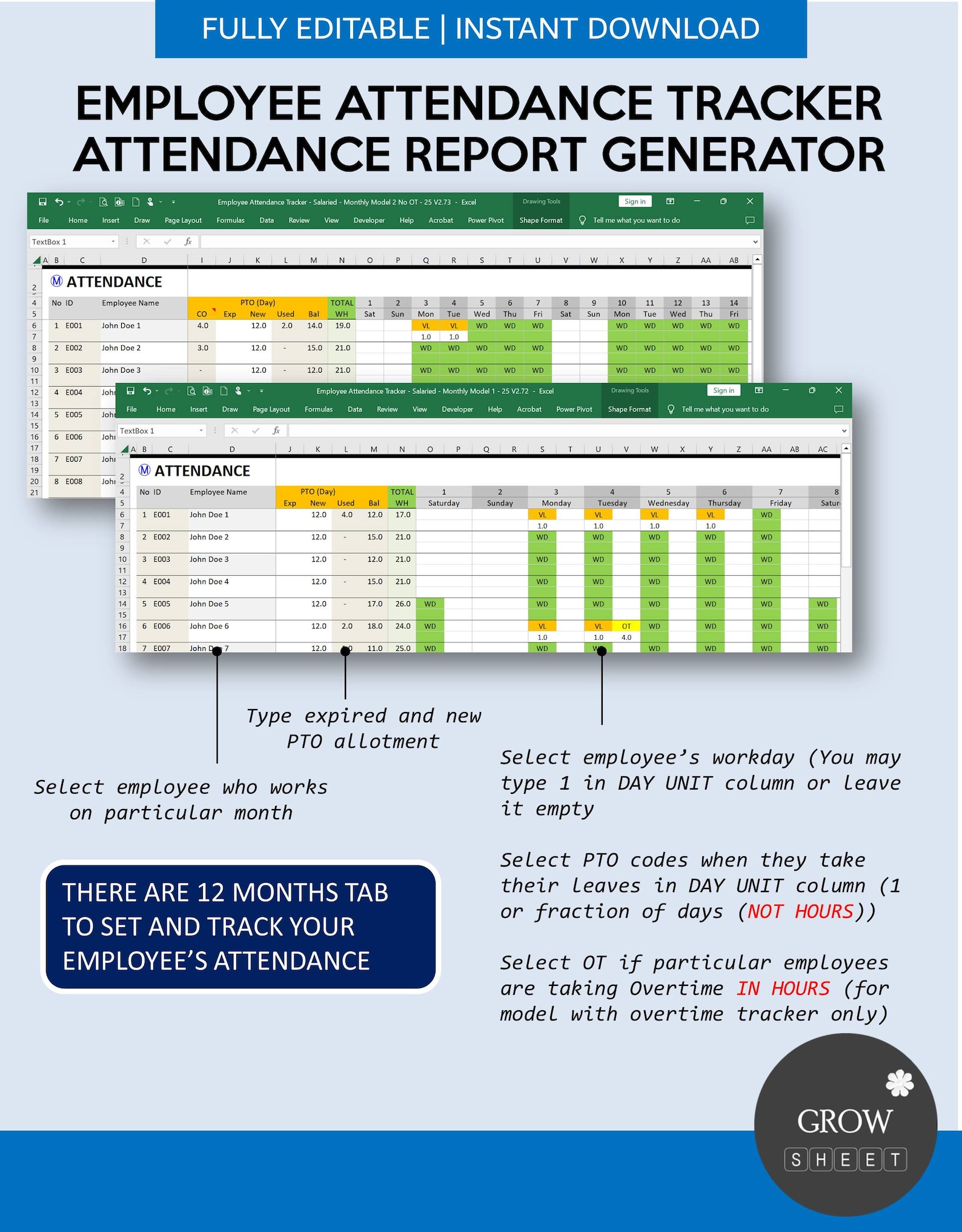 Employee Attendance Tracker and Report Generator | Monthly Leave ...