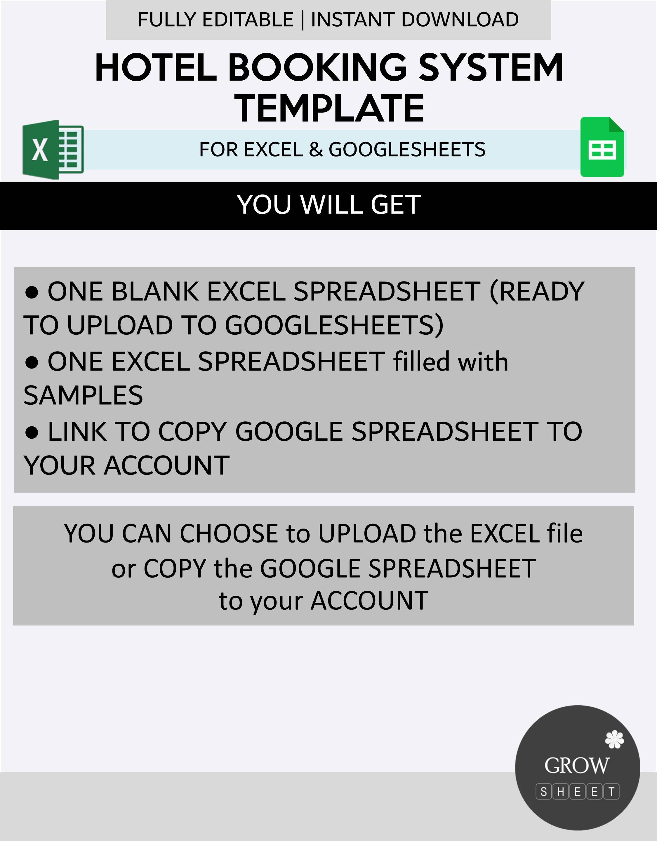 Hotel Booking System Template | Hotel Reservation Spreadsheet for Excel ...