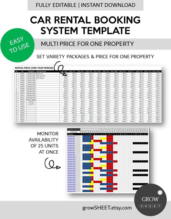 Car Rental Daily Booking Template | Auto Rental Reservation Template ...