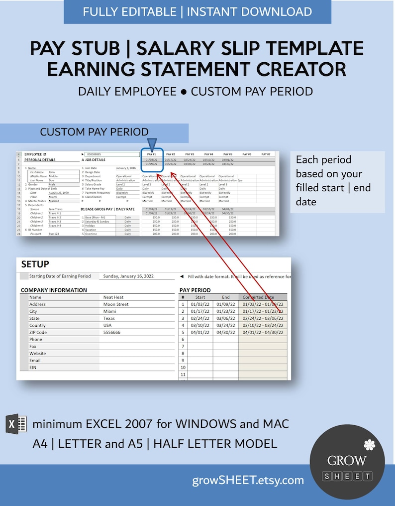 Salary Slip Generator | Earning Statement Template | Pay Slip Creator ...