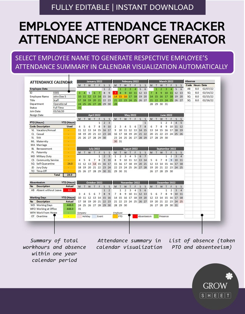Employee Attendance Tracker and Report Generator | Leave Planner ...