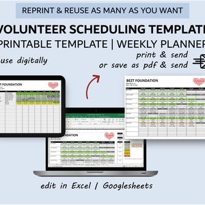Volunteer Scheduling Template for Excel and Google Sheets | Multi Roles ...