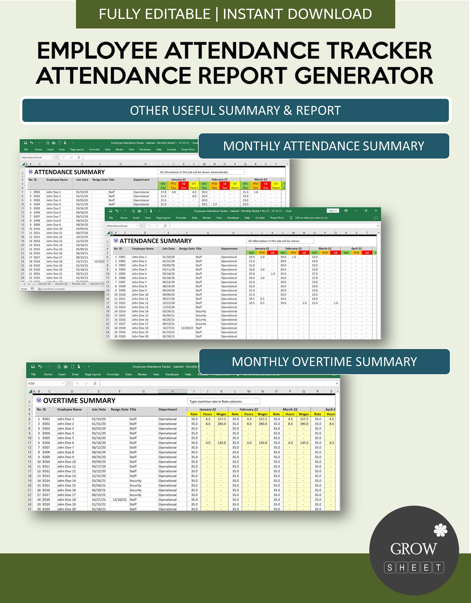 Employee Attendance Tracker and Report Generator | Monthly Leave ...