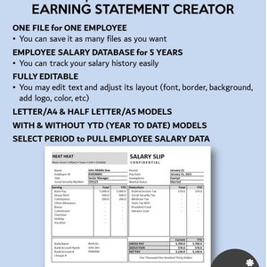Earning Statement Generator | Salary Pay Slip Template for Salaried ...