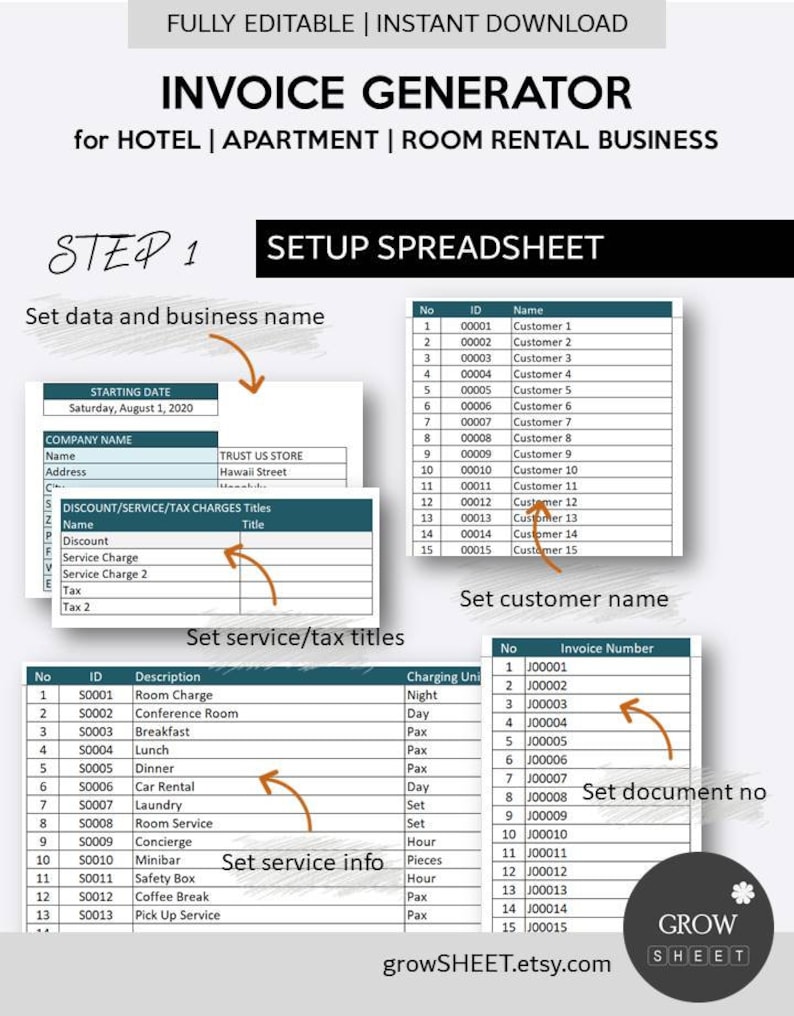 Invoice Generator for Hotel Business | Excel Invoice Template for Room ...
