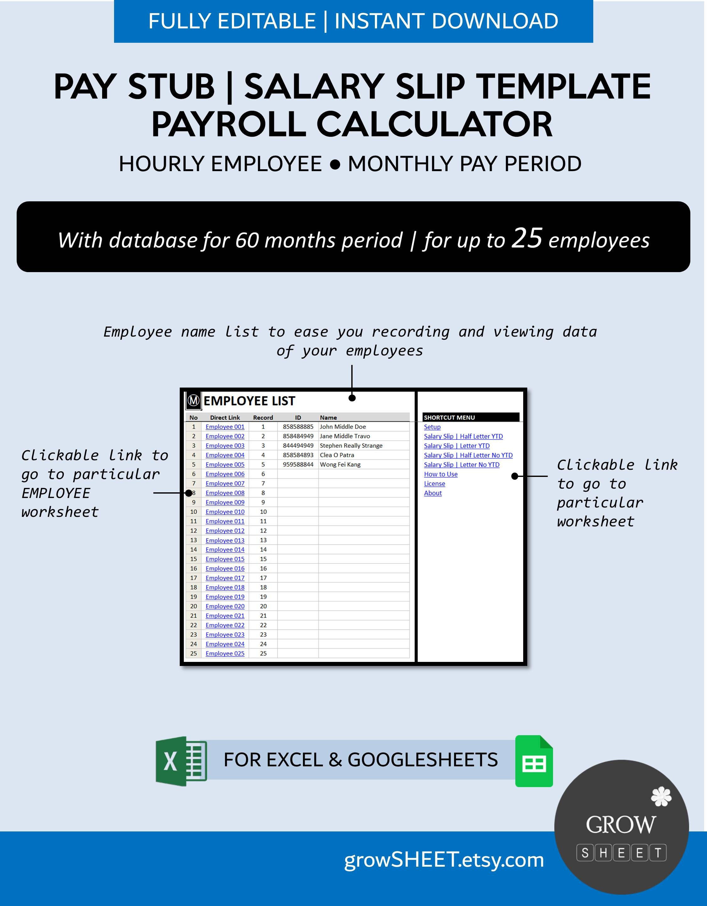 Salary Slip Generator | Pay Slip Creator With Hourly Employee Database ...