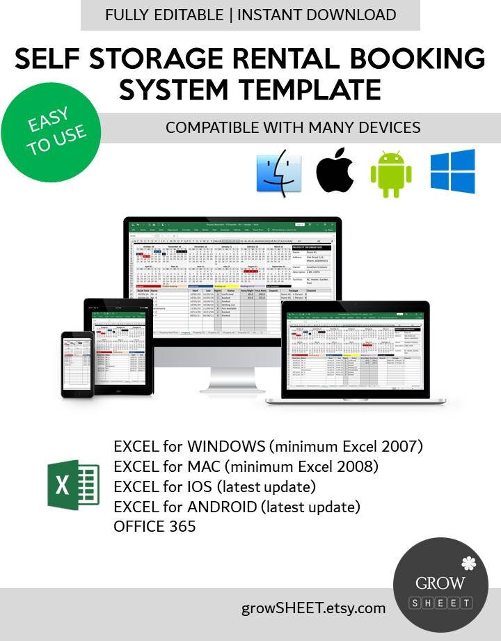Self Storage Rental Booking Template | Self Storage Rental Reservation ...