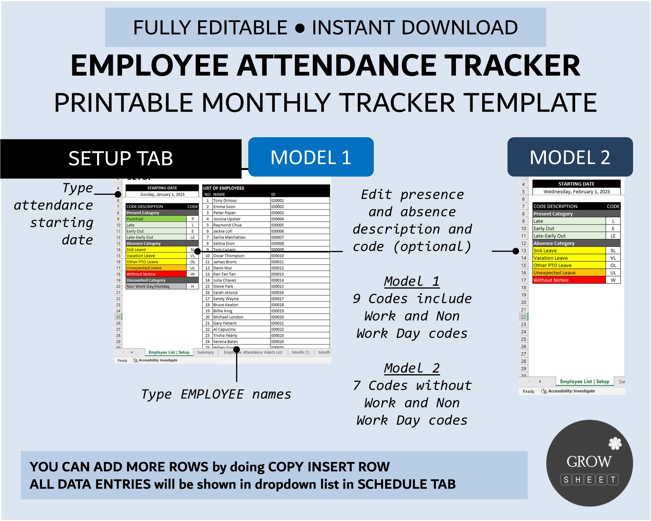 Employee Attendance Tracker | Daily Attendance Record | Start From Any ...