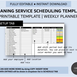 Cleaning Service Scheduling Template | Multi Roles-location-shift ...