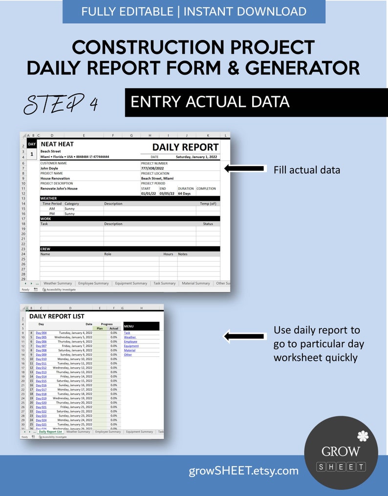 Construction Project Daily Report Generator With Database | Home ...