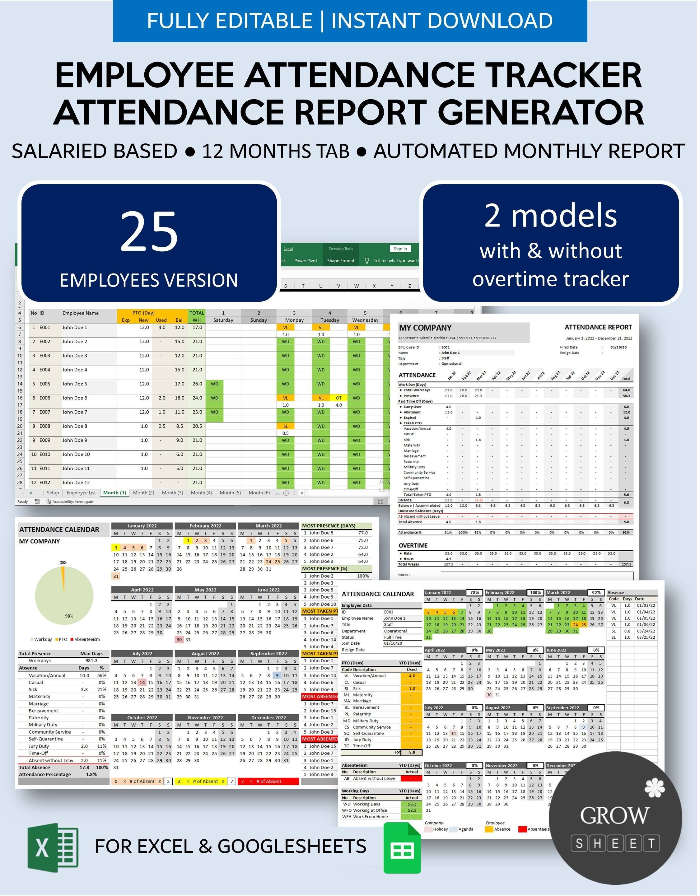 Employee Attendance Tracker and Report Generator Monthly Leave Planner ...