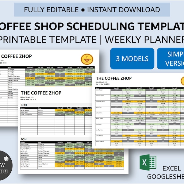 Employee Scheduling Excel - Etsy
