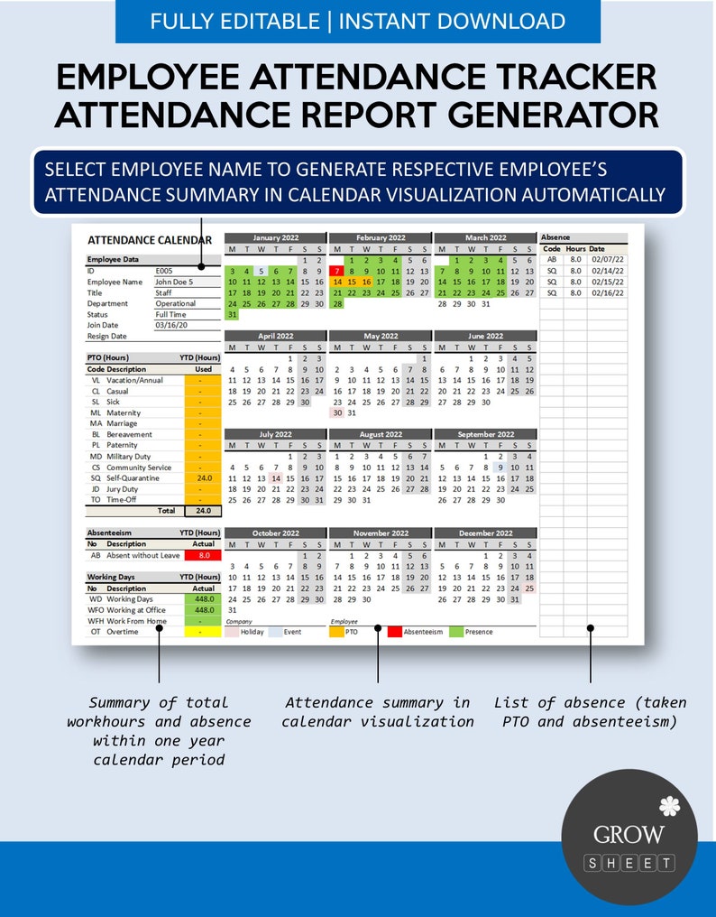 Employee Attendance Tracker and Report Generator Leave Planner ...