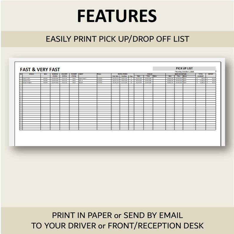 Car Rental Daily Booking Template | Auto Rental Reservation Template ...